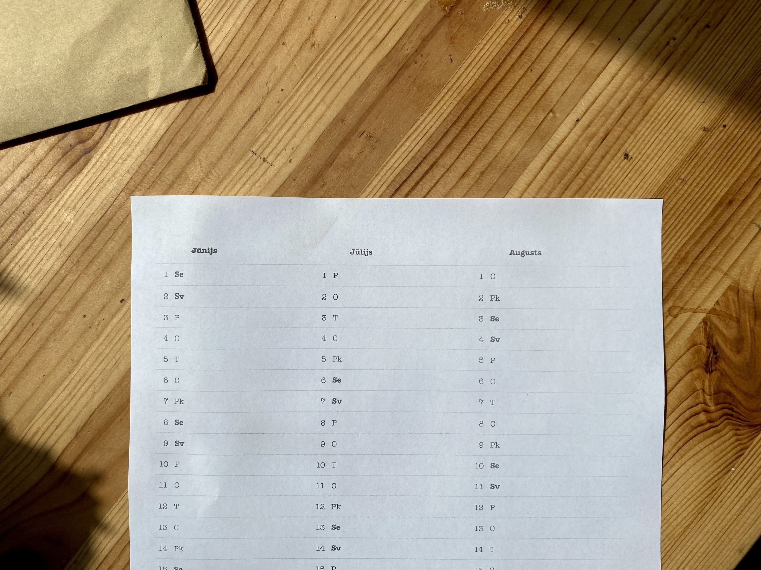 2024. gada vasaras kalendārs – Kaspars Dambis 🇱🇻